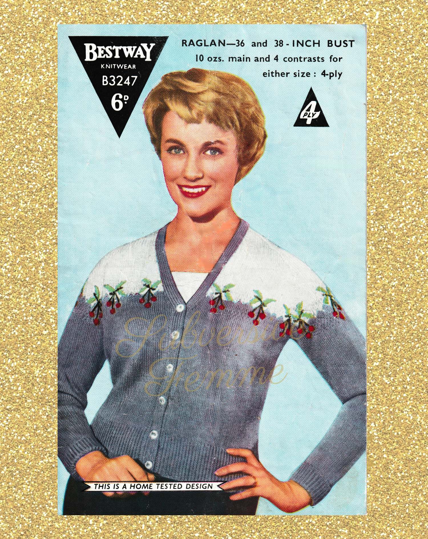 1950s Raglan Cherry Cardigan in sizes 36 and 36 Bestway B3247 - Subversive Femme